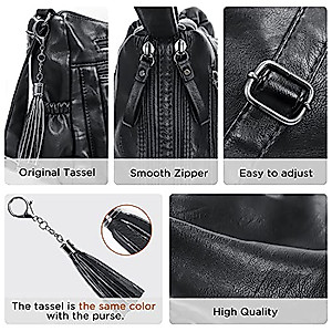 VOLGANIK ROCK Crossbody Bag for Women with Tassel Ladies Soft PU leather Purses and Handbag Pocketbooks