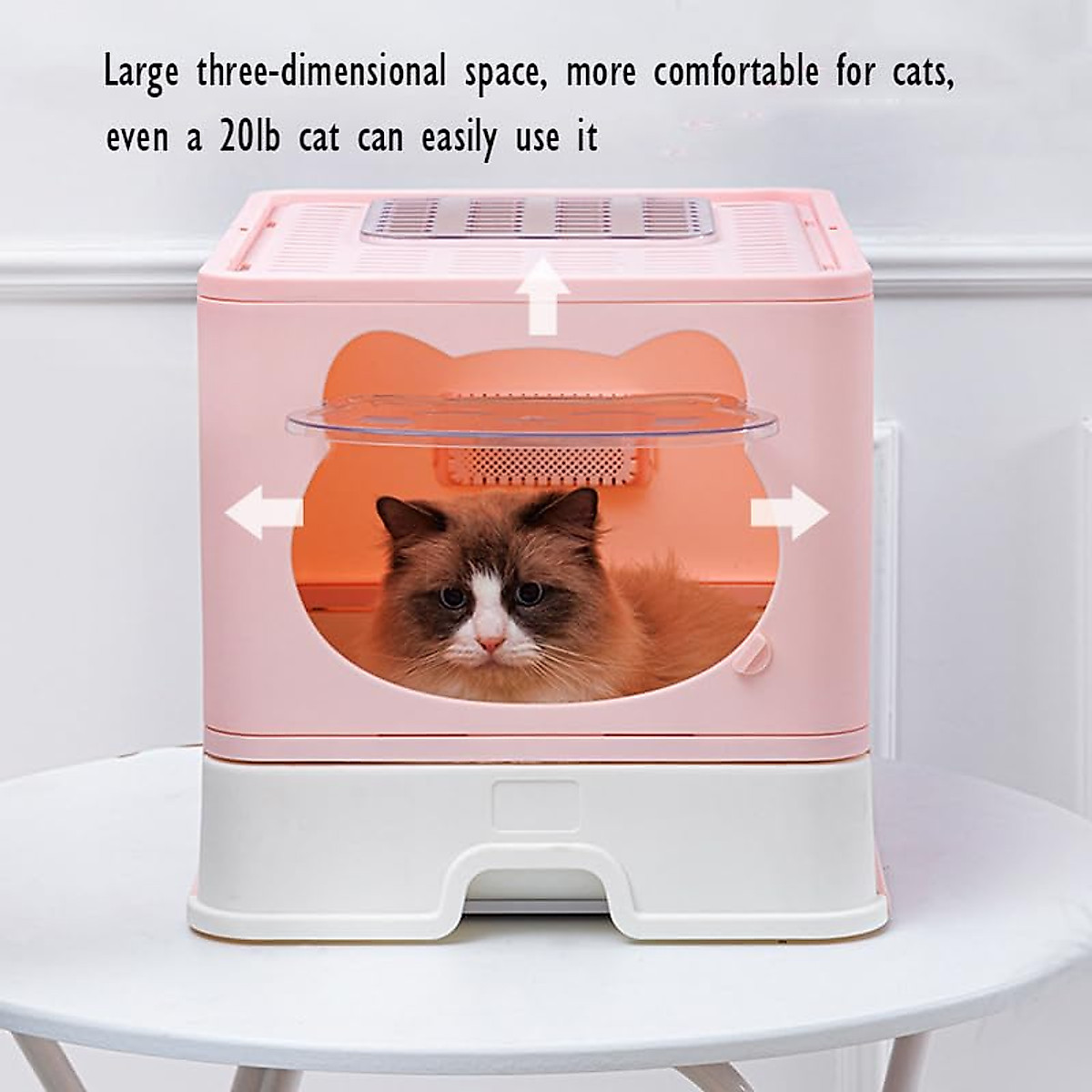 Meikuler Cat Litter Box Large Litter Pan for Cats Foldable Litter Boxes Comes with Cat Litter Scoop (UPG-Pink)