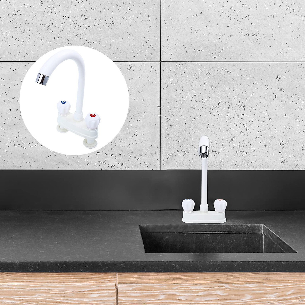 Faucets Sink Plastic Handle: Tap with Bath for Mixer Side Head Handle Bathroom - Home Sinks Spout Basin Practical Faucet Nozzle Double Lavatory Kitchen Sprayer Swivel