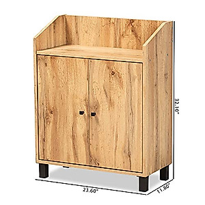 Baxton Studio Rossin Shoe Cabinets, Oak/Black