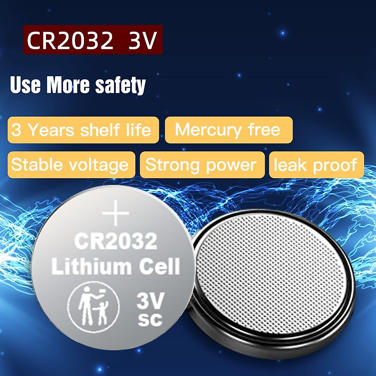 Nightkonic 50 pcs Pack - CR2032 Battery 3v Lithium Button Cell Coin 2032 Battery