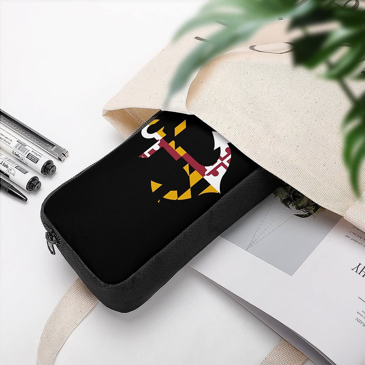 Maryland Anchor Pencil Case Stationery Pen Pouch Portable Makeup Storage Bag Organizer Gift