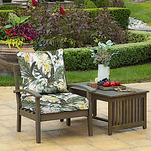 AURFIAIUOP 2-Piece Deep Seating Cushion Set Floral Seamless Tropical Summer Exotic Flowers Palm Leaves Jungle Leaf Dining Chair Bench Replacement Deep Seat Cushions for Indoor Outdoor Patio Furniture