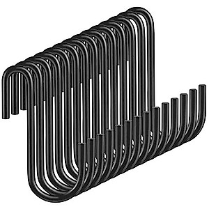 Yesland 60 Packs S Hooks, Black 2-3/8 Inches S Shaped Hooks Hanging Hangers Pan Pot Holder, Perfect Rack Hooks for Pan, Pot, Coat, Bag, Plants in Kitchen, Work Shop, Bathroom,Bedroom & Garden