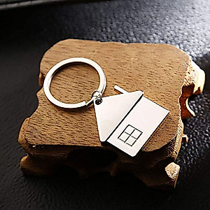 IKAAR Key Cahin Cute Cartoon House with Window keychain Mental Keyring for Men and Women Gift Silver