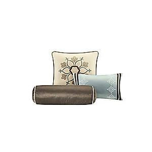 Madison Park Cozy Comforter Set Casual Modern Design All Season, Matching Bed Skirt, Decorative Pillows, Queen(92"x96"), Blue, 9 Piece (MP10-458)