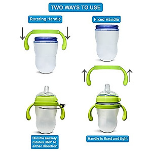 Sippy Spout Nipples with Bottle Handles for Comotomo Baby Bottle | 2-Pack | Food Grade Silicone | BPA-Free | Spill-Proof (Green)