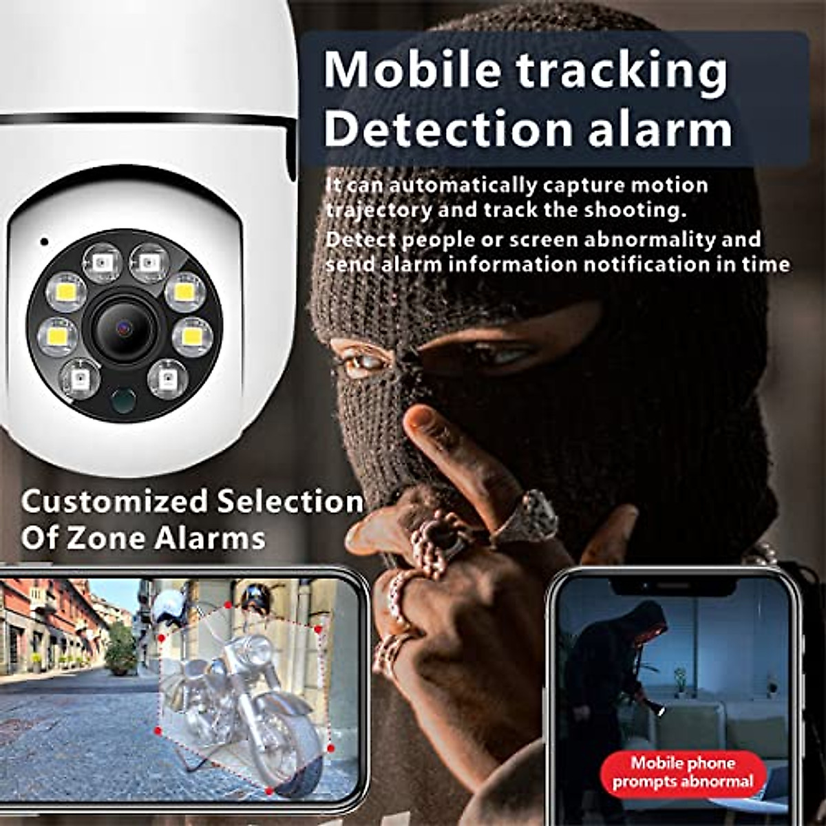 Light Bulb Camera,Security Cameras Wireless Outdoor 1080p Color Night,Lightbulb Cameras for Home Security 2.4g WiFi,E27 Socket Smart Porch Camera Garage, with Motion Tracking 360° Alexa Google Home