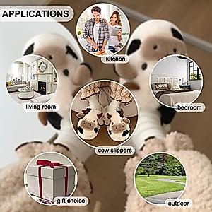 Cow Slippers for Women, Men Cute Animal Fuzzy Slippers, Cotton Plush Winter Indoor Outdoor Soft Cozy Slides for Bedroom Living Room House Pink