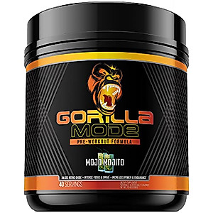 Gorilla Mode Pre Workout - Massive Pumps · Laser Focus · Energy · Power - L-Citrulline, Creatine, GlycerPump™, L-Tyrosine, Agmatine, Kanna, N-Phenethyl Dimethylamine Citrate - 596 Grams (Mojo Mojito)
