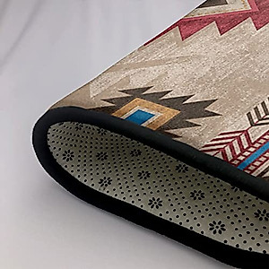 ZHUBAJIE Natural Rustic Vintage Indian Tribal Southwestern Area Rugs Home Decor Pad for Living Room Bedroom Bathroom Floor Mat Non-Slip Carpets2x3 ft