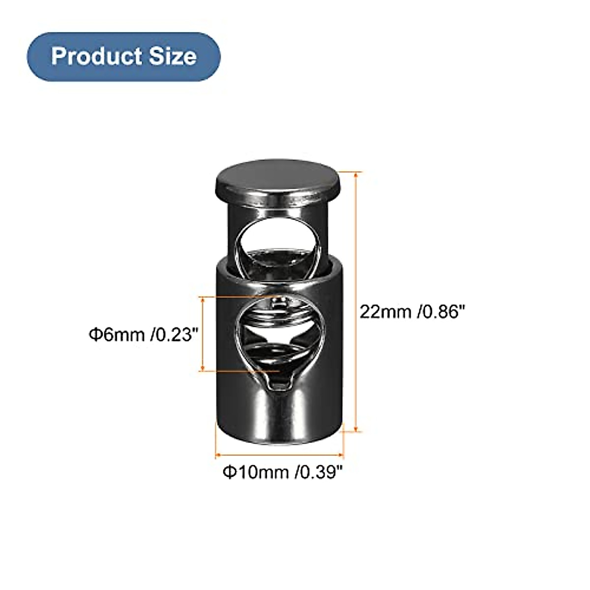 uxcell 24pcs Metal Cord Locks, 6mm Single Hole Spring Stopper Fastener Slider Toggles End for Drawstrings Bags Backpacks Clothing Lanyard, Black