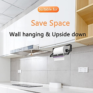 Wonglea Paper Towel Holder for One Hand Tear, Upgraded Under Cabinet Paper Towel Holder Wall Mount,Self Adhesive Paper Towel Roll Holder Under Counter,Matte Black Paper Towel Rack for Kitchen