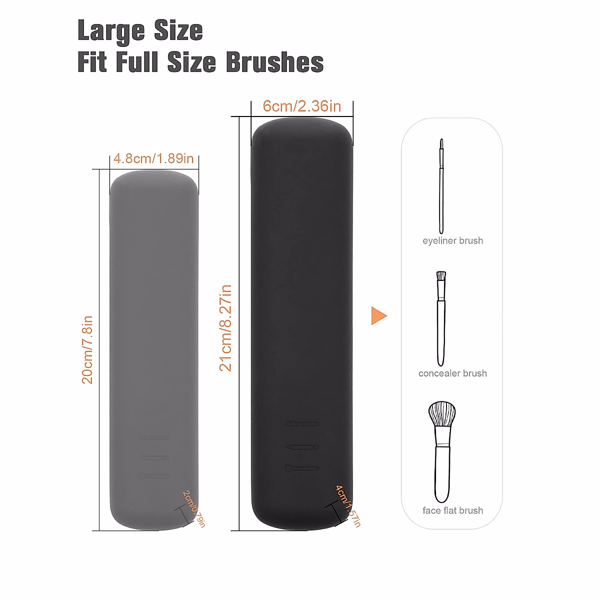 FERYES Large Travel Makeup Brush Holder, Magnetic Anti-fall Out Silicon Portable Cosmetic Face Brushes Holder, Soft and Sleek Makeup Tools Organizer for Travel- (8.27 * 2.36 * 1.57)