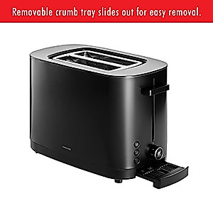 ZWILLING Enfinigy Cool Touch Toaster 2 Slice with Extra Wide 1.5" Slots for Bagels, 7 Toast Settings, Even Toasting, Reheat, Cancel, Defrost, Black