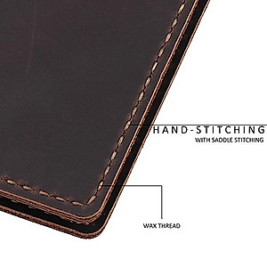 Leather Cover Compatible with Rite in the Rain & Rocketbook Mini Notebooks, Top Bound Spiral Notebook Cover, Leather Cover for 4'' x 6'' Pocket Notepad With Pen Holder - COFFEE