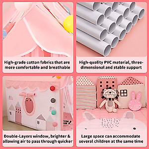 YOIKO Kids Tents Indoor Playhouses Girls 9.9Ft Star String Lights Pink Tent for Girls Upgraded Large Kids Indoor Tents and Playhouses Longer Curtain with Colorful Accessories Decoration 50.4" x 47.3"