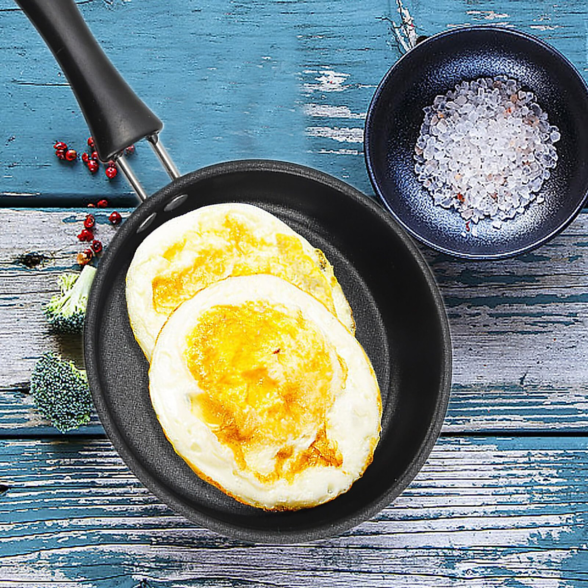 SunshineFace Egg Frying Pan Nonstick Frying Pan with Lid Mini Cooking Frying Pan Stainless Steel Frying Pans Smoke- Free Camping Stone Cookware, 6. 3 inch