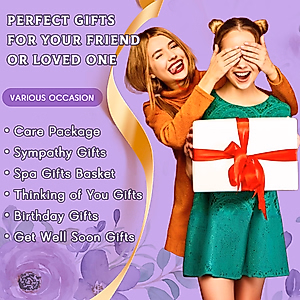 Mzoyell Get Well Soon Gift Baskets for Women, Get Well Gifts for Women After Surgery Care Package, Self Care Gift Set, Thinking of You Feel Better Gift Box for Sick Friend(Purple)