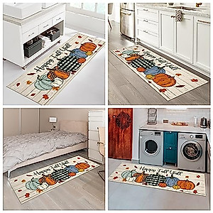 SHACOS Fall Runner Rug for Hallway 2x6ft Pumpkins Happy Fall Y’All Farmhouse Non Slip Washable Kitchen Mats Autumn Home Decor Floor Mat for Entryway Kitchen Laundry Room Hallway, Pumpkins