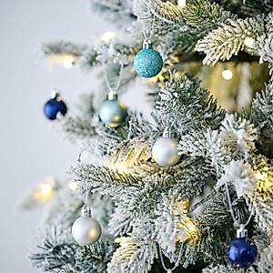 Valery Madelyn Christmas Tree Ornaments Set, 100ct Navy Blue and Silver Shatterproof Christmas Tree Decorations Bulk, 1.18 Inches Winter Wonderland Hanging Ball Ornaments for Xmas Trees Holiday Decor