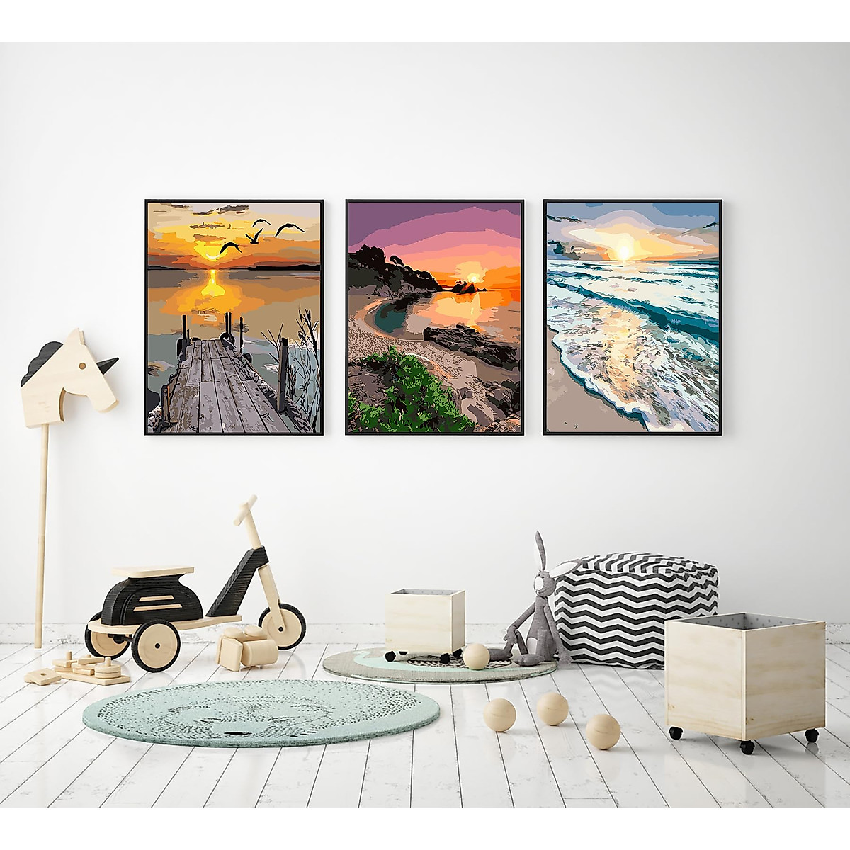 CHWGLFGG 6 Pack Landscape Paint by Number for Adults Kids Beginner, DIY Adult Painting by Numbers Kits on Canvas with Brushes and Acrylic Paint, Home Wall Decor 12 x 16 Inch