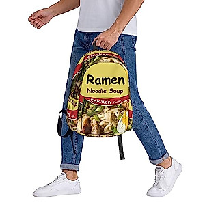 Vbcdgfg Ramen Noodle Soup Chicken Flavor Print Backpack For Adult, Lightweight Laptop Backpacks