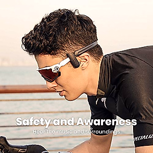 Mu6 Ring Open Ear Air Conduction Headphones, Wireless Bluetooth Headphones with Microphone, Sweat Resistant Sports Headphones, 10+ Hours Playtime Headset for Music/Gaming//Running/Working