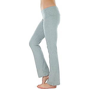 ToBeInStyle Women's Flared Bottom Full Length Leggings - Light Heather Grey - Large