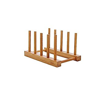 Bamboo Dish Drying Rack Dish Rack Collapsible Dish Drainer Wooden Drainboard Storage Holder Stand With 4 Slot,Supplement or Dish Drainer Kitchen Cabinet Organizer For Dish, Plate, Bowl, Coasters