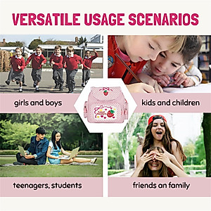 Aobiono Kawaii Strawberry Backpack Mini Cute Anime Aesthetic Pink Lace Polka Dot Small Bookbag Japanese Cartoon Fruit Bag