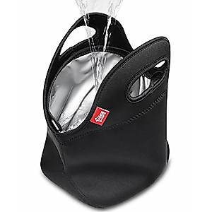 yookee home Waterproof Lunch Bag Double Layer Leakproof Neoprene Insulated Lunch Bag Freezable Black Reusable Thermal Lunch Cooler Tote Lunch Box for Boys Men Women Adult Kids for Work Outdoor