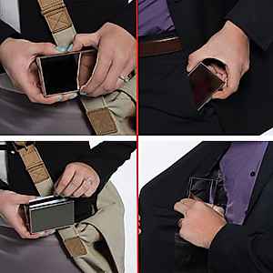 Feisuo Ultra Thin Aluminum Metal Wallets - RFID Blocking Credit Card Wallet Holder for Men & Women - Best Card Protector with 6 PVC Slots and Durable Stainless Steel Latch