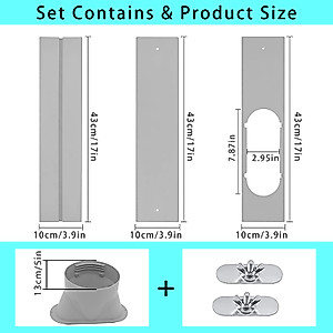 Portable AC Window Kit, Window Seal Plates Kit for Air Conditioners with Coupler Adjustable Window Seal for AC Unit Suitable for 5.1 Inch Exhaust Hose