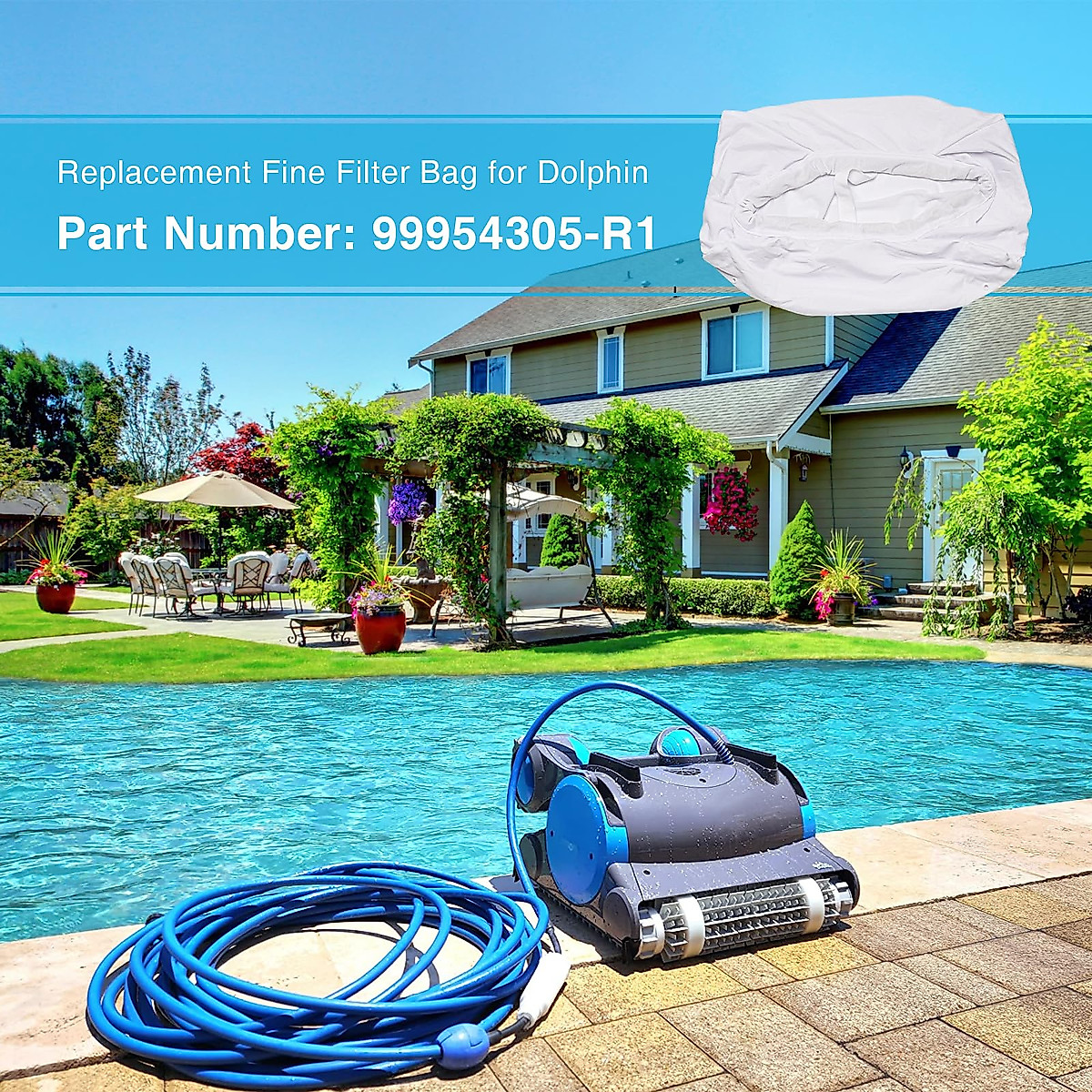 Apopip 99954305-R1 Filter Bag 70 Micron Replacement for Dolphin - Maytronic Dolphin Parts Deluxe 4, Deluxe 5, DX6 Pool Cleaner Filter Bag