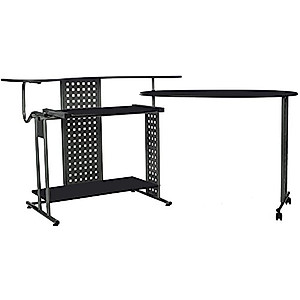 OneSpace Regallo Expandable L Computer Desk, Black