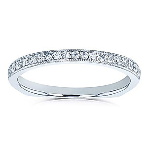Kobelli Diamond Pave-set Milgrain Square Shank Wedding Band 1/5 CTW 14k White Gold, 9.5