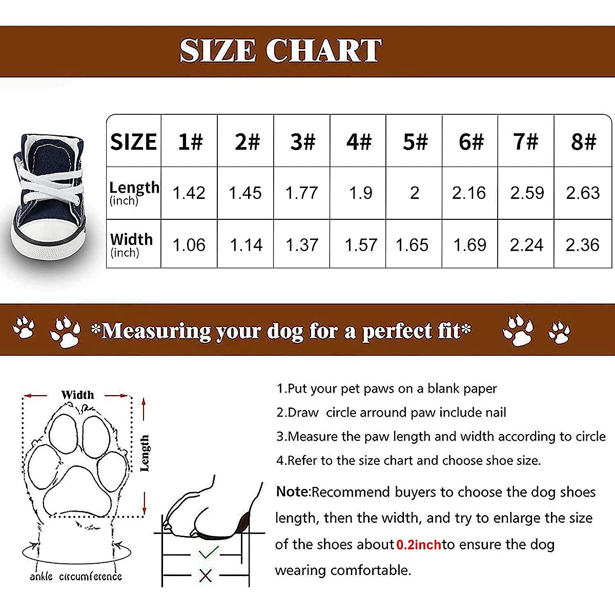 BESUNTEK Pet Dog Shoes, Puppy Canvas Sport Shoes Sneaker Boots, Non Slip Causal Shoes Dog & Cat Paw Protective Cover for Outdoor Walking, Sports and Hot Pavement, 4pcs