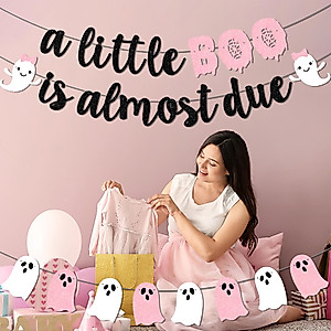 A little Boo Is Almost Due Banner Halloween Little Boo Baby Shower Banner for Halloween Girl Baby Shower Pink Black Girl Halloween Party Decorations