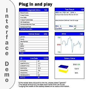 JUTA JT600 Car OBD2 Scanner Code Reader, Graphing Battery Test, Check Engine Diagnostic Scan Tool for All OBDII Vehicle After 1996