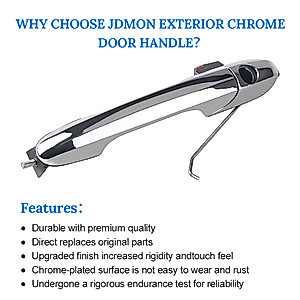 JDMON Compatible with Exterior Chrome Left Driver Side door handle Fiat 500 2012 2013 2014 2015 2016 2017 2018 Outside Handle Replace 68069943AC