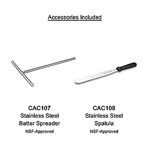 Waring Commercial WSC160X 16" Electric Crepe Maker, Cast Iron Cooking Surface, Stainless Steel Base, Includes Batter Spreader and Spatula, 120V, 1800W, 5-15 Phase Plug