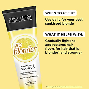 John Frieda Sheer Blonde Go Blonder Shampoo, Gradual Lightening Shampoo, 8.3 oz, with Citrus and Chamomile, featuring our BlondMend Technology 8.3Oz Bottle