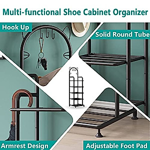 AZERPIAN Shoe Rack 5 Tier Vertical Storage Organizer Shelf Sturdy Metal Free Standing Shoe Tower Saving Space for Closet Entryway Bedroom Dorm, Black (Black, 5 Tier)