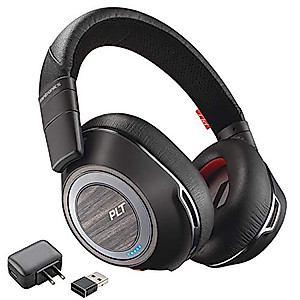 Poly Plantronics Voyager 8200 UC Bluetooth Wireless Headset - Stereo, USB Dongle - Compatible with Teams, Zoom, Meet, for PC, Mobile, Music, Video, Voice - Global Teck Bundle with AC Charger