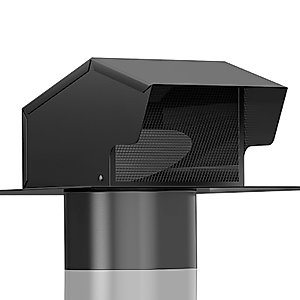 Hon&Guan 6 Inch Removable Roof Vents Roof Dryer Vent Cap for Houses Galvanized Steel 6 Inch Exhaust Vent for Ventilation System-with Damper, Black.