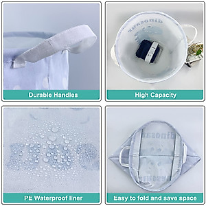 Mziart Kids Laundry Basket, Cute Collapsible Storage Baskets Baby Nursery Hamper Toys Box for Boys and Girls, Foldable Storage Bin Clothes Organizer Basket for Bedroom (Blue Dinosaur)