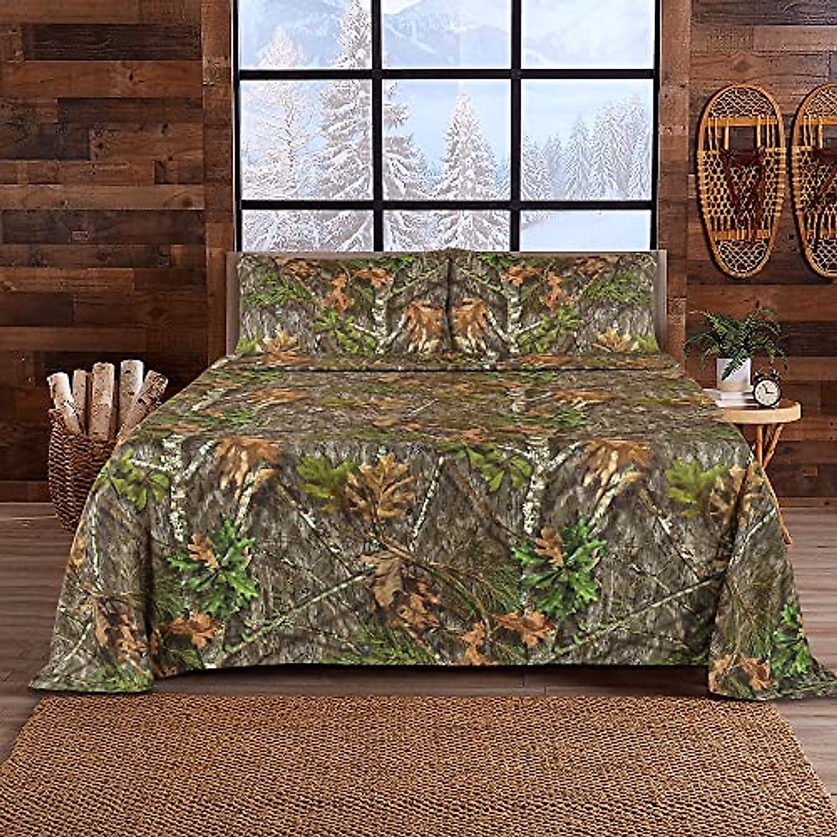 VISI-ONE Microfiber Obsession NWTF 4 PC Camo Bedding Set - Lightweight Camouflage Sheets with Pillow Cases – Rustic & Hunting Bed Sheet Set with Deep Pocket Fitted Sheet - Full