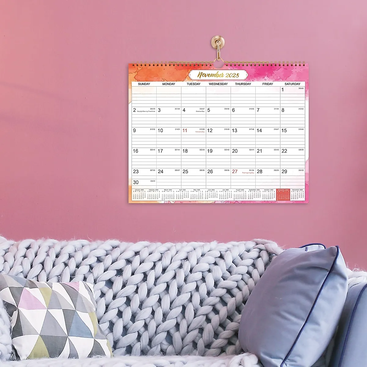 2023-2024 Wall Calendar - Jul.2023 - Dec.2024, 18 Months Wall Calendar 2023-2024, Monthly Calendar with Julian Date, 15 x 11.5 in, Twin-Wire Binding, Great for Hanging on The Wall, Color Design