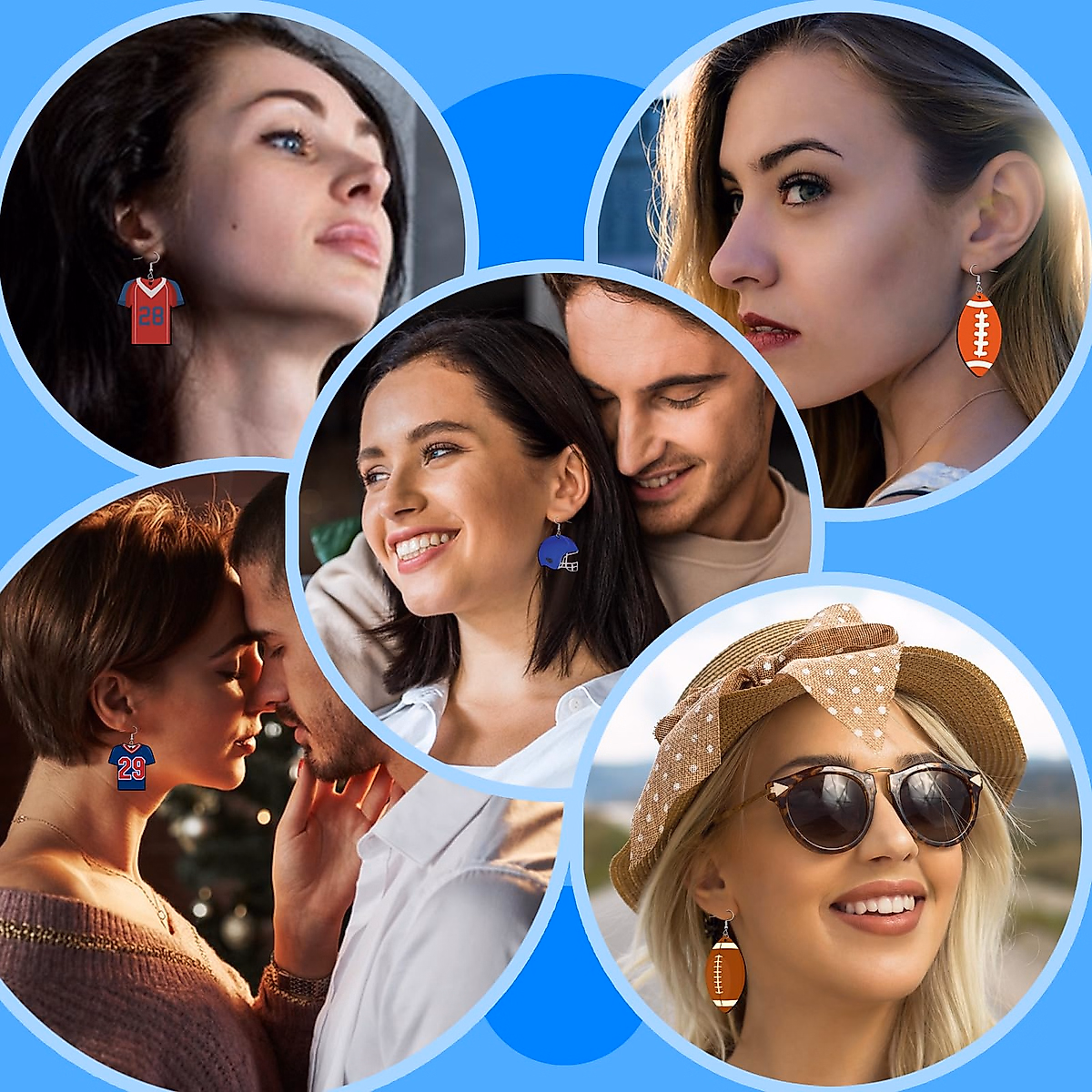 24 PCS Sublimation Earring Wooden Blanks Bulk MDF for Sublimation Football Earrings Double-Sided with Earring Hooks and Jump Rings DIY Sublimation Earrings Kit (Football, Football Shirt, Helmet)